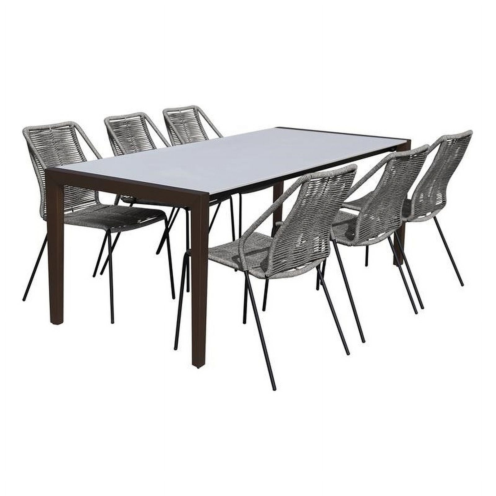 Pemberly Row Modern 7PC Fabric Outdoor Dining Set in Brown/Gray ...
