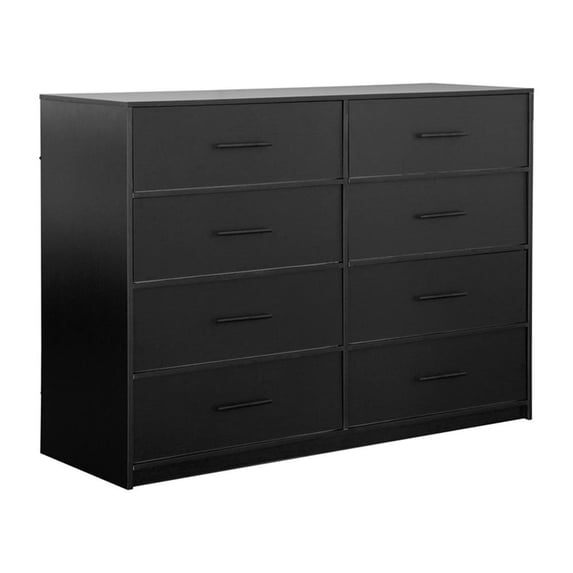 Pemberly Row Modern 8-Drawer Dresser with Large Fabric Drawers in Black ...