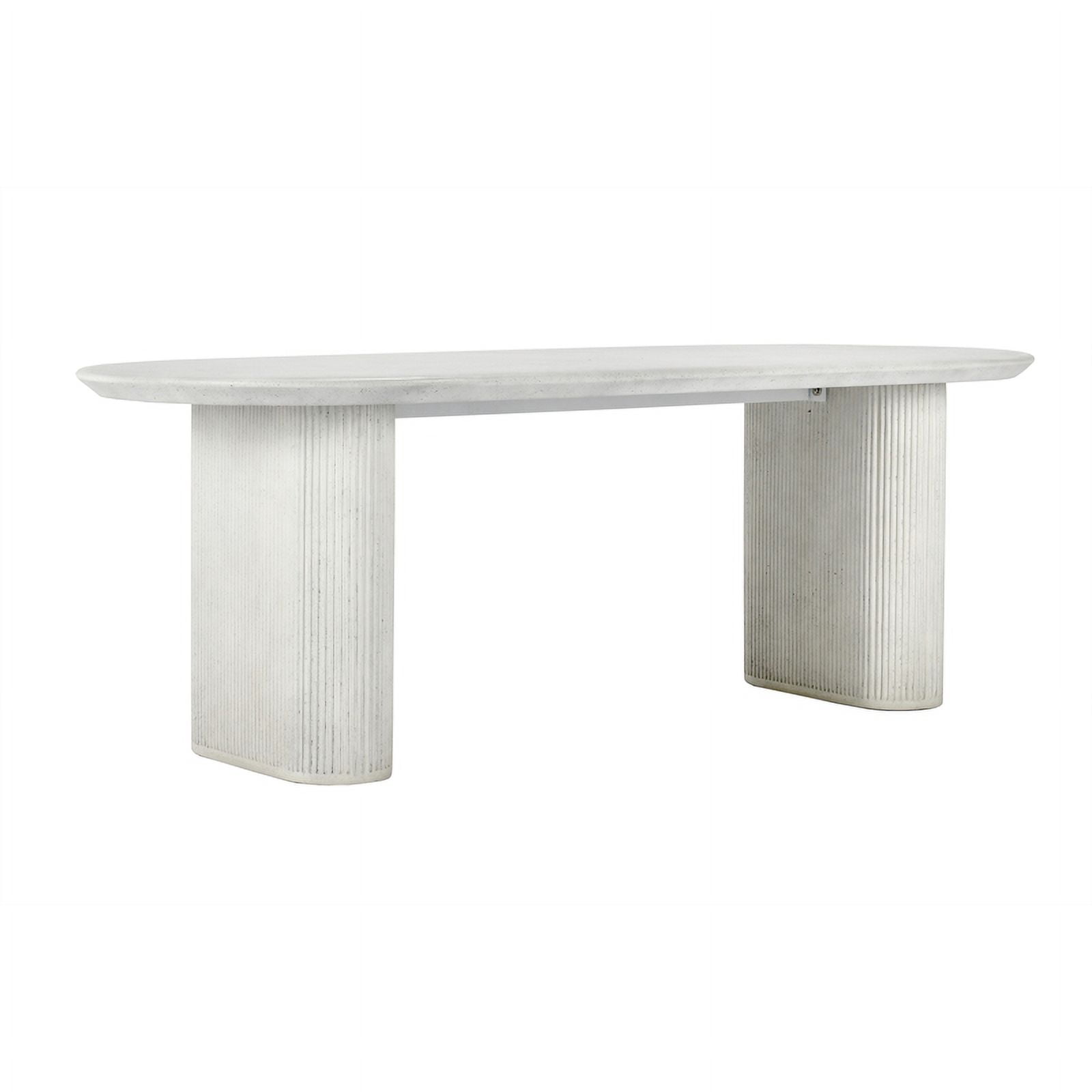 Pemberly Row Modern 87" Stone Outdoor Oval Dining Table White - Walmart.com