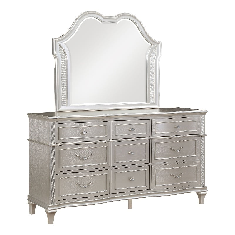 Pemberly Row Modern 9-drawer Wood Dresser with Mirror Silver Oak ...