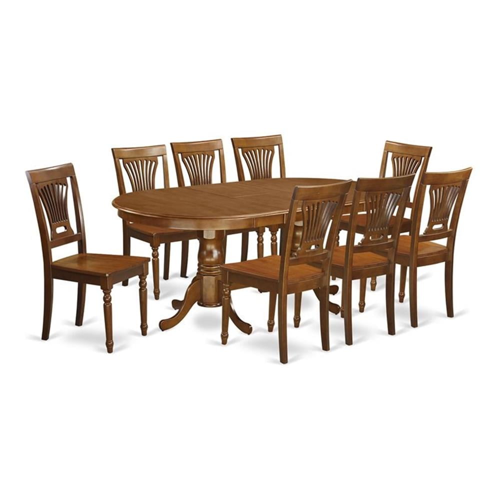Pemberly Row Modern 9-piece Dining Set with Wood Seat in Brown ...