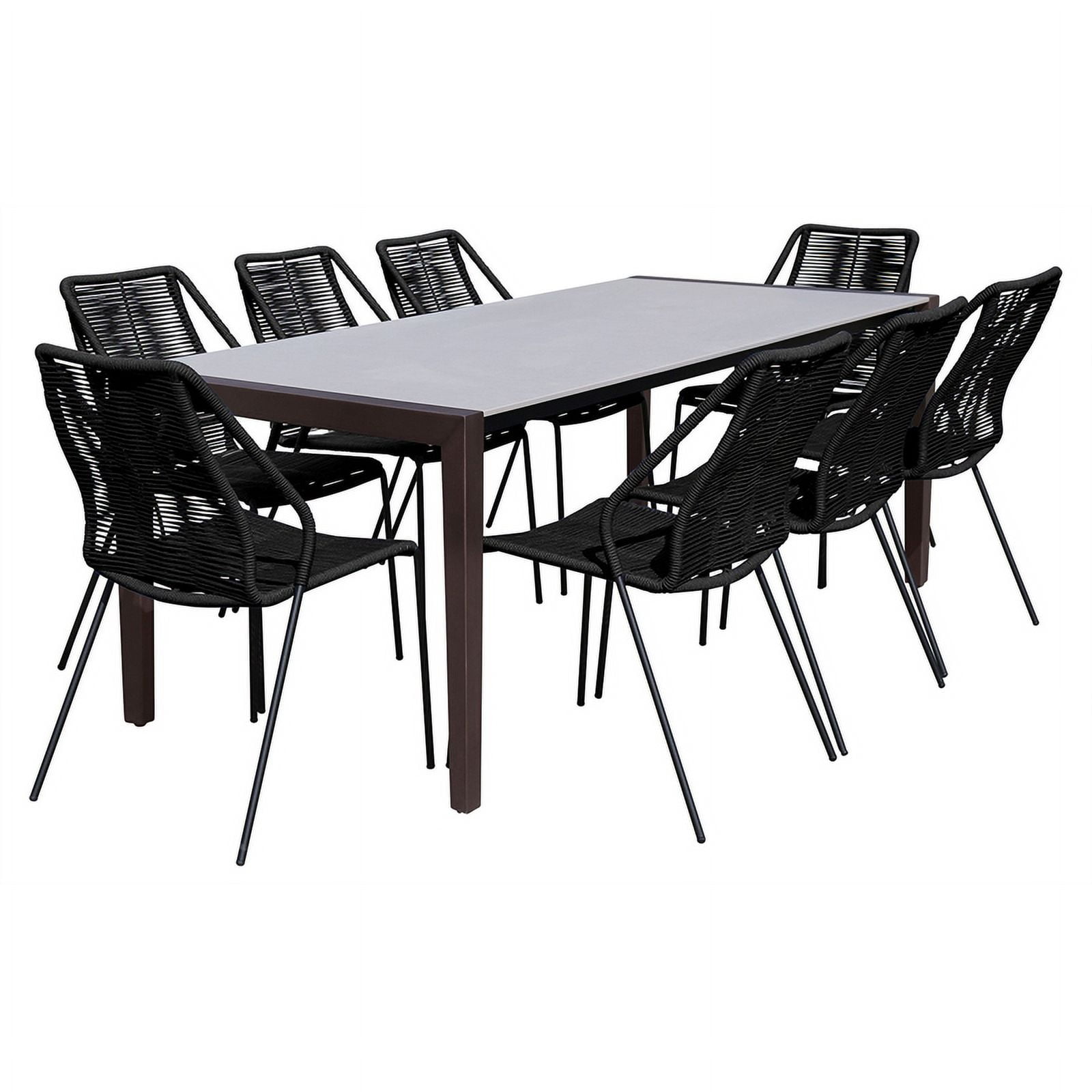 Pemberly Row Modern 9PC Fabric Outdoor Dining Set in Brown/Black ...