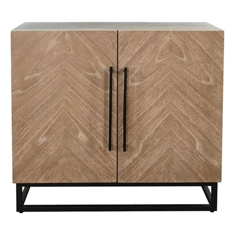 Pemberly Row Modern Accent Cabinet with Chevron Doors and Metal Base ...