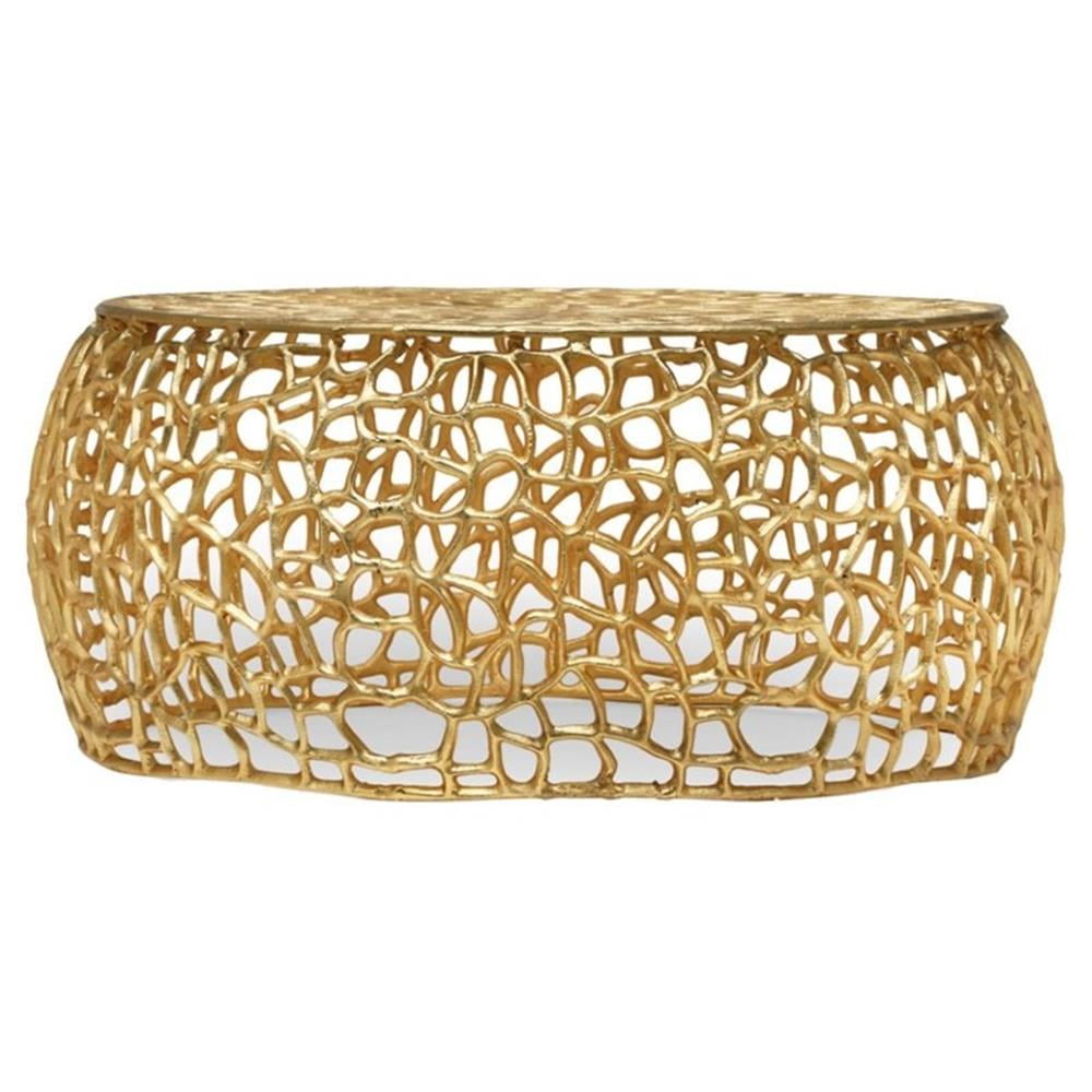 Pemberly Row Modern Aluminum Mesh Coffee Table in Gold Finish - Walmart.com