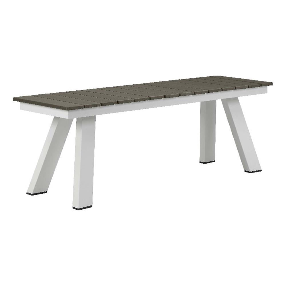 Pemberly Row Modern Aluminum and Polyresin Bench in Gray and White ...