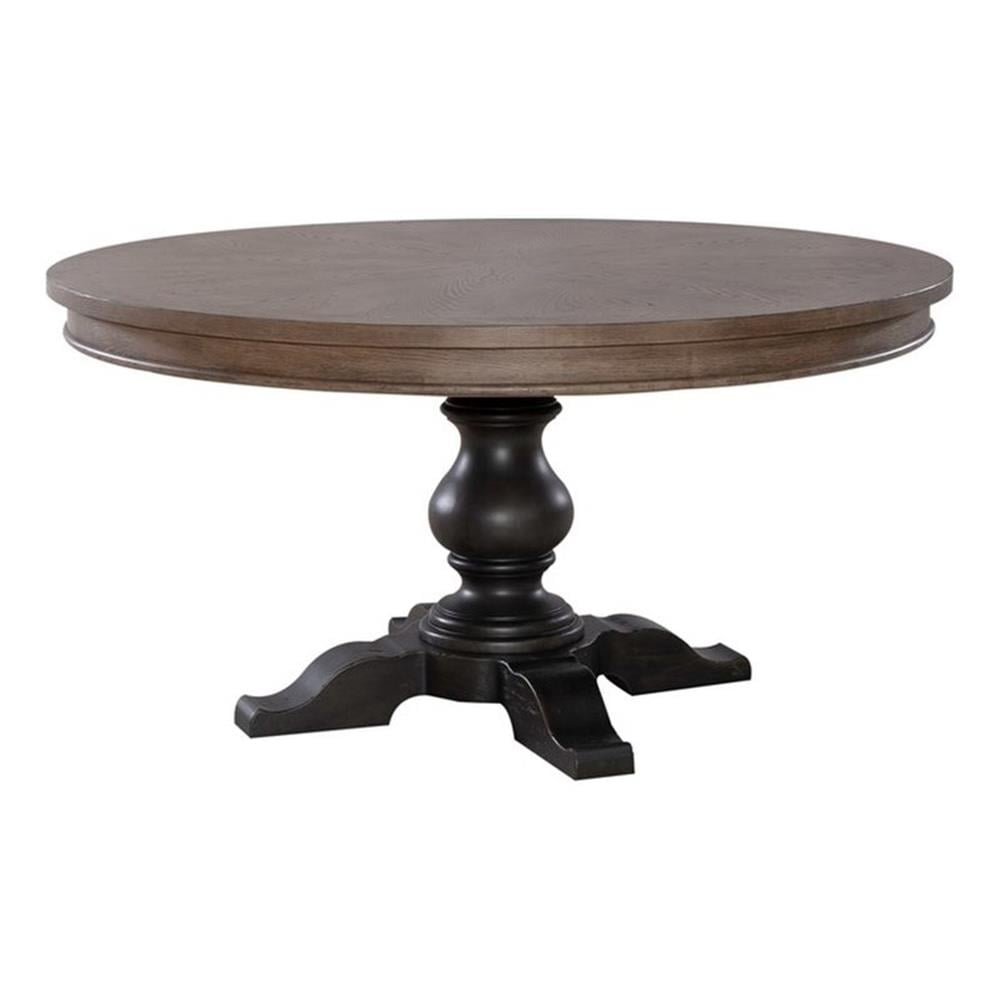 Pemberly Row Modern Americana Farmhouse Opt Pedestal Table - Black ...