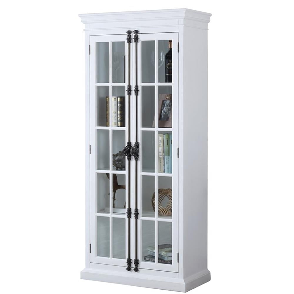 Pemberley Row Solid Wood Antique White Curio Cabinet Rectangular 33.5 ...