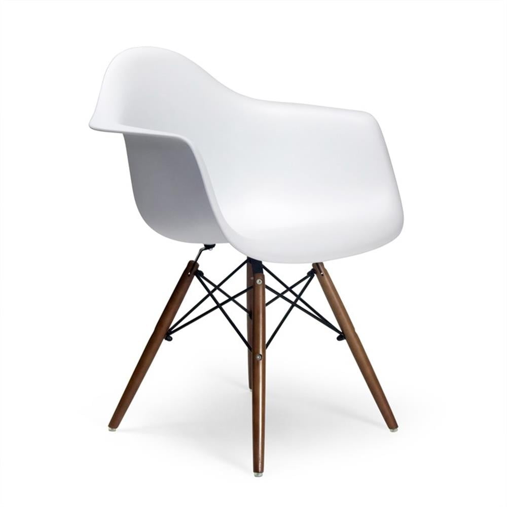 Pemberly Row Modern Arm Chairs (Set of 2) in Walnut and White - Walmart.com