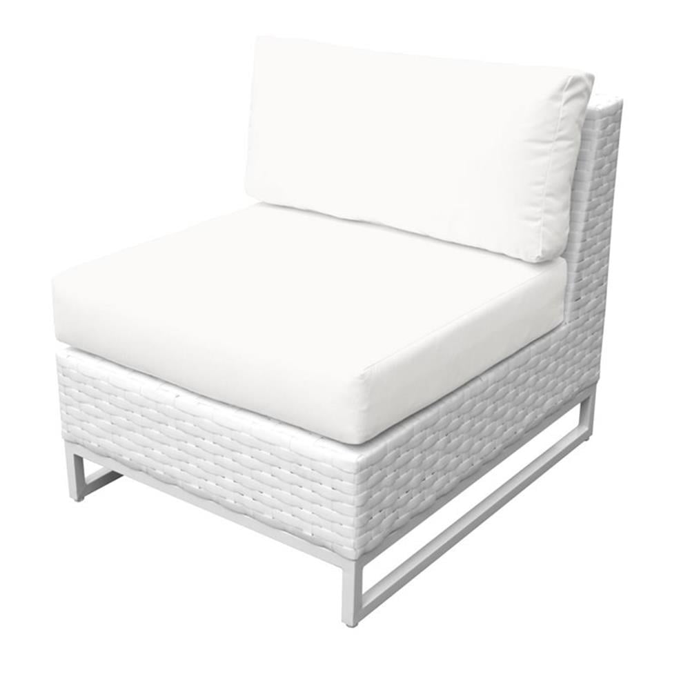 Pemberly Row Modern Armless Wicker Patio Chair in Sail White (Set of 2 ...