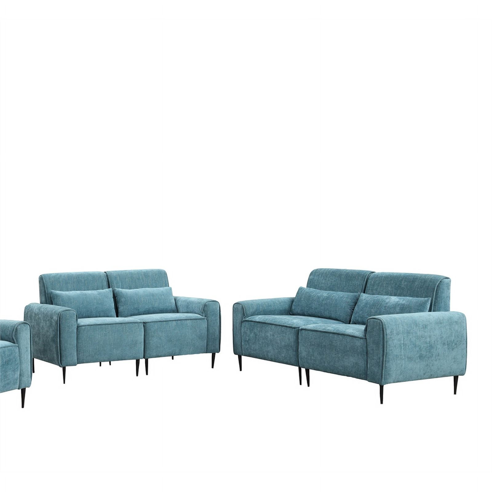 Pemberly Row Modern Blue Chenille Sofa Loveseat Living Room Set ...