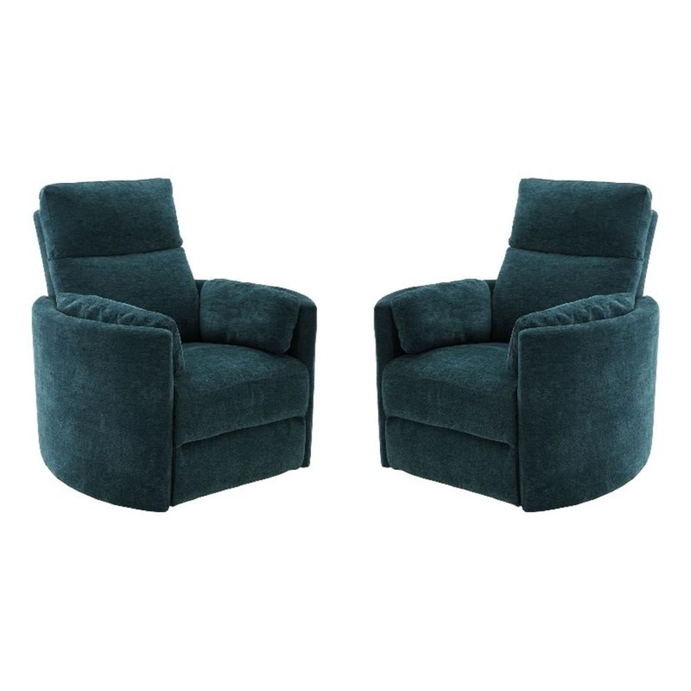 Pemberly Row Modern Blue Fabric Power Swivel Glider Recliner (Two Pack ...