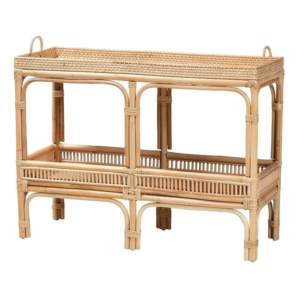 Pemberley Row Natural Rattan Brown Console Table Rectangular Fully ...