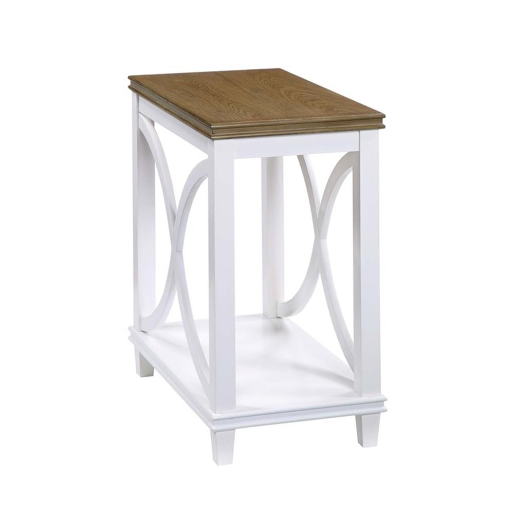 Pemberly Row Modern Chairside Table in White and Brown Wood Finish ...