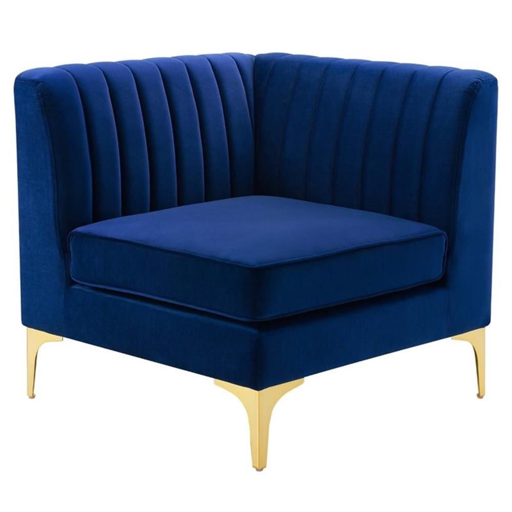 Pemberly Row Modern Channel Tufted Performance Velvet Corner Chair in ...