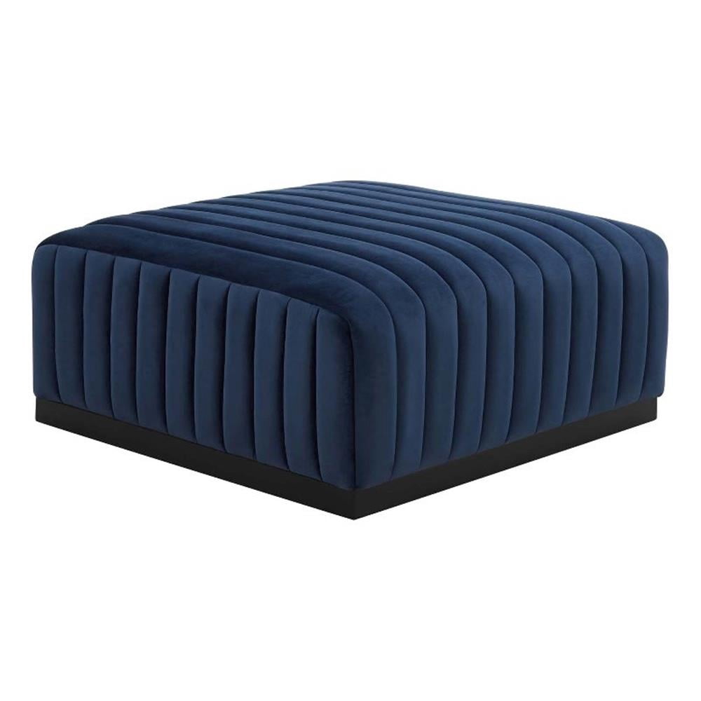 Pemberly Row Modern Channel Tufted Performance Velvet Ottoman in ...