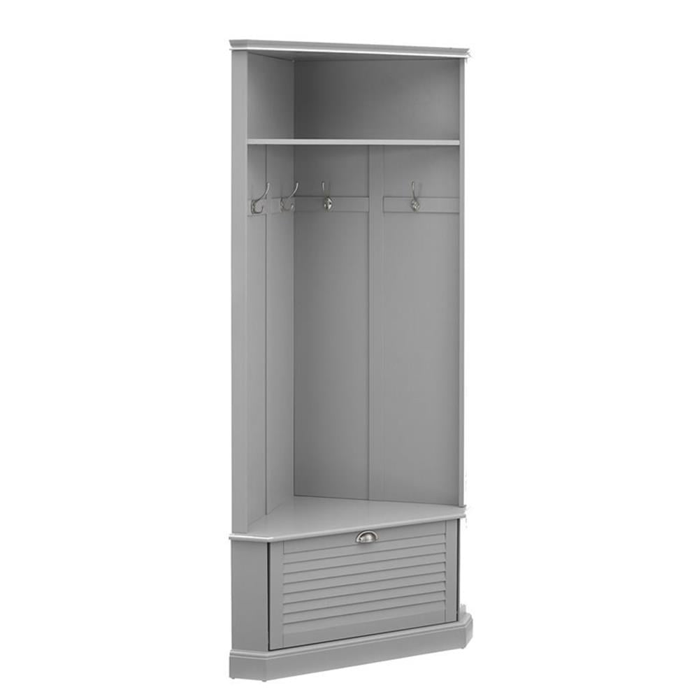 Pemberly Row Modern Coastal MDF Wood Corner Hall Tree in Gray - Walmart.com