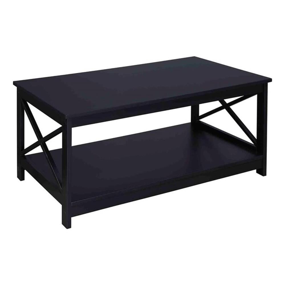 Pemberly Row Modern Coffee Table with Shelf in Black Wood Finish ...