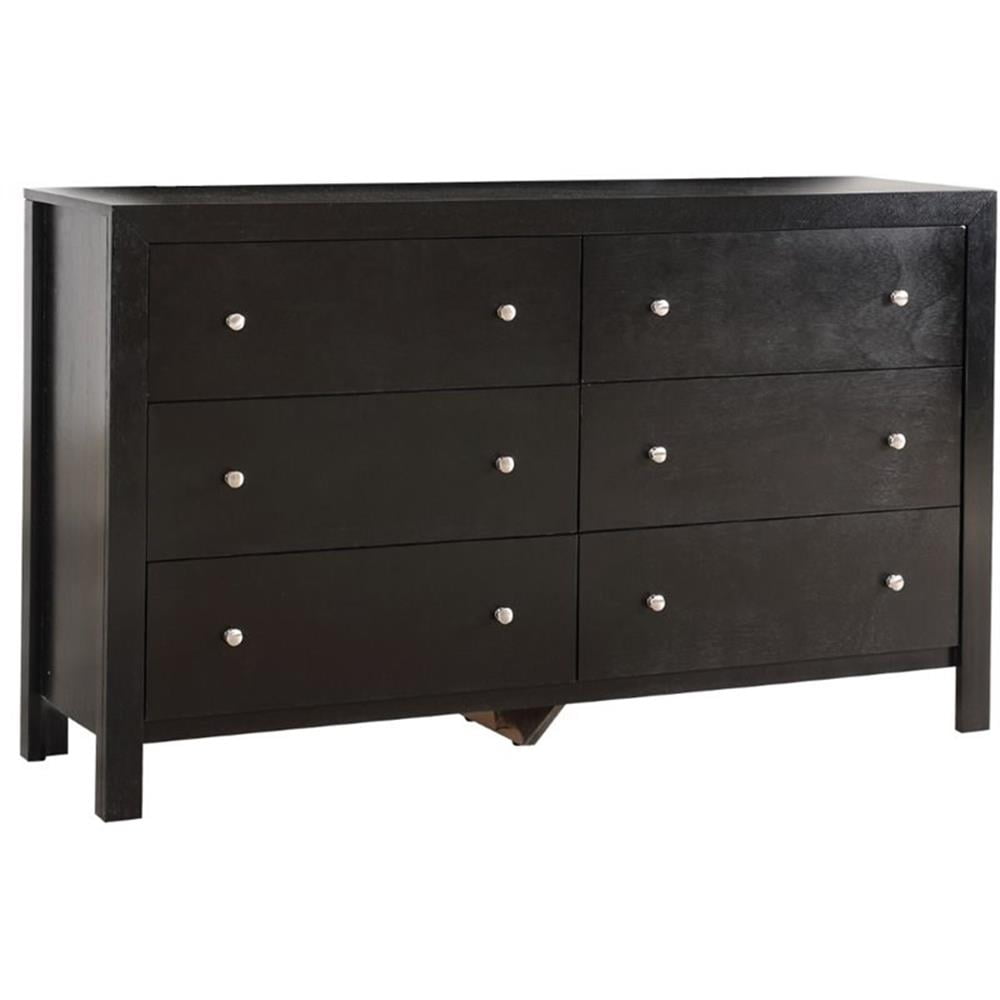 Pemberly Row Modern / Contemporary 6 Drawer Dresser in Black - Walmart.com