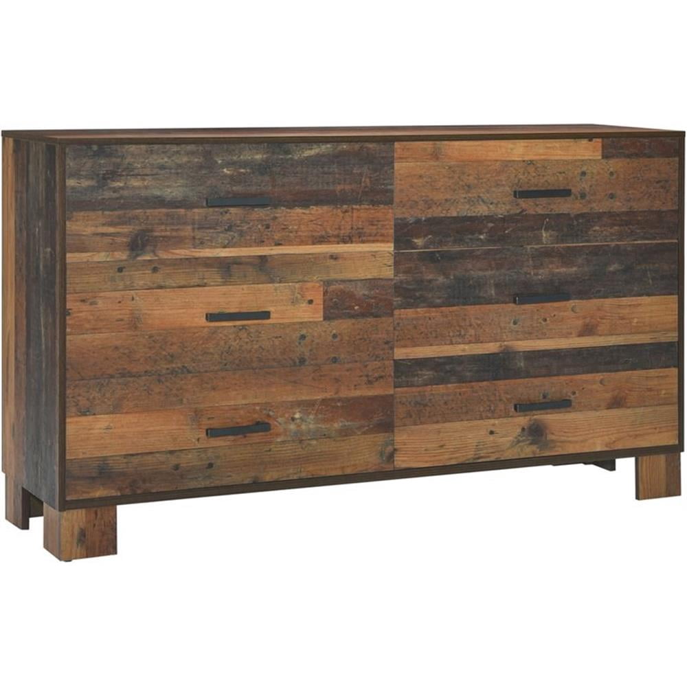Pemberly Row Modern / Contemporary 6 Drawer Dresser in Rustic Pine ...