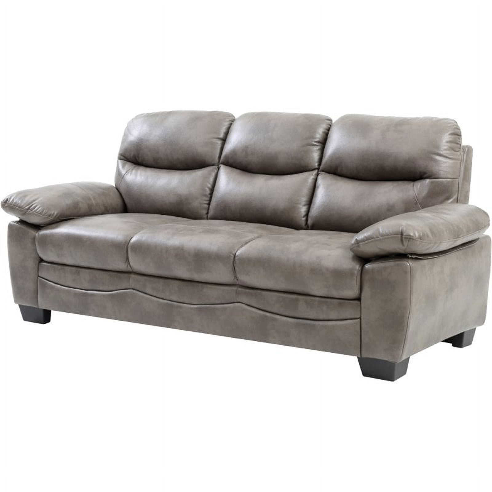 Pemberly Row Modern / Contemporary Faux Leather Sofa in Gray Finish ...