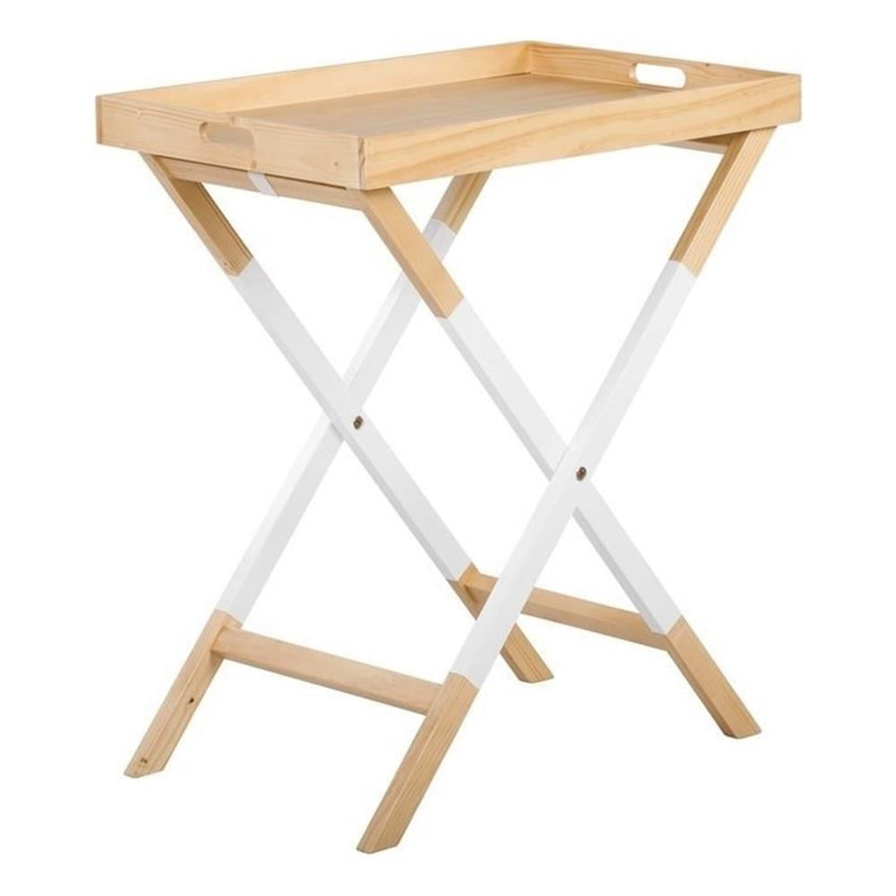 Pemberly Row Modern / Contemporary Folding Tray Table Modern Oak and ...
