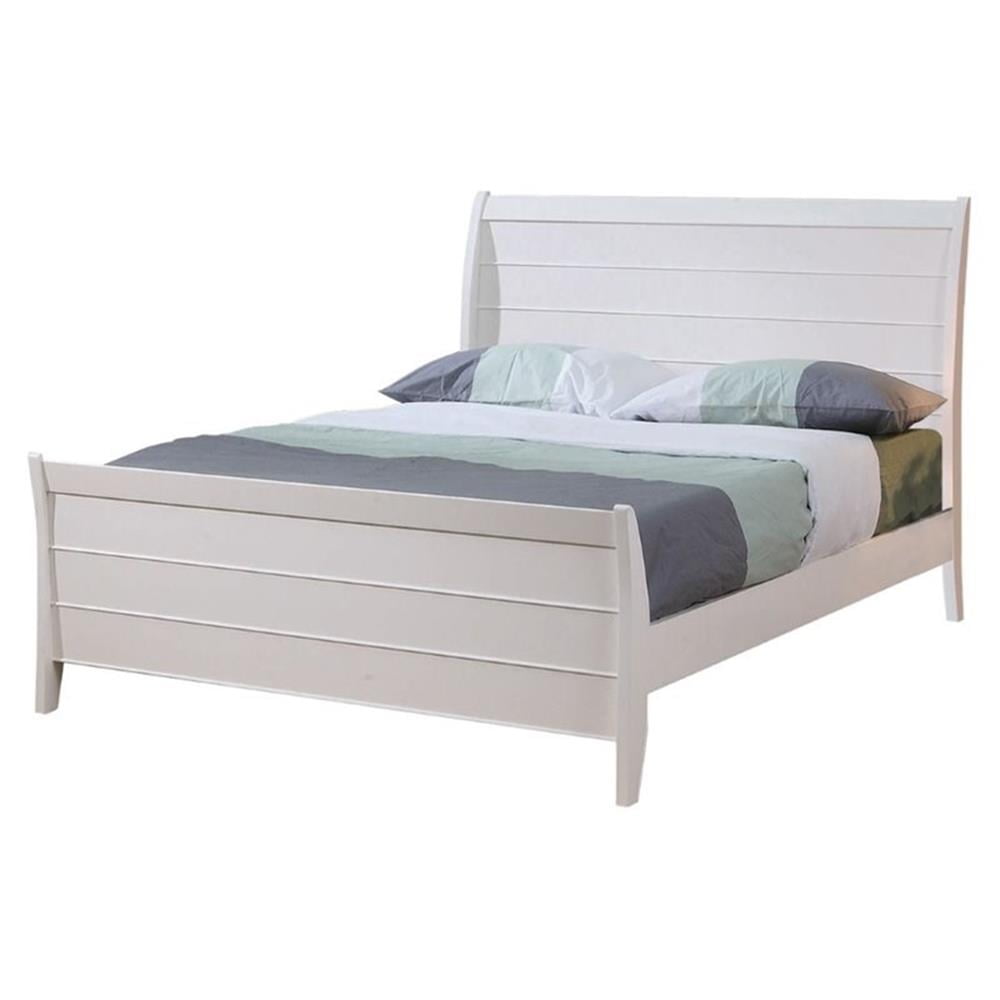 Pemberly Row Modern / Contemporary Full Sleigh Platform Bed in White ...