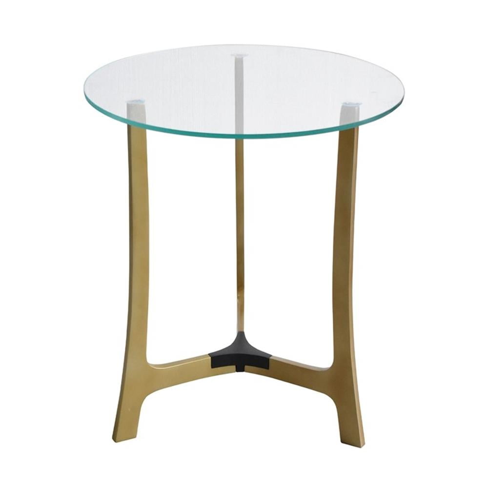 Pemberly Row Modern / Contemporary Glass Side Table in Gold Finish ...