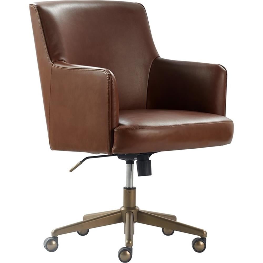 Pemberly Row Modern / Contemporary Home Office Chair Brown Leather ...