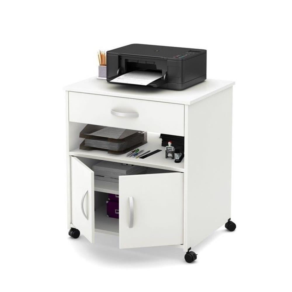 Pemberly Row Modern / Contemporary Printer Cart in Pure White - Walmart.com