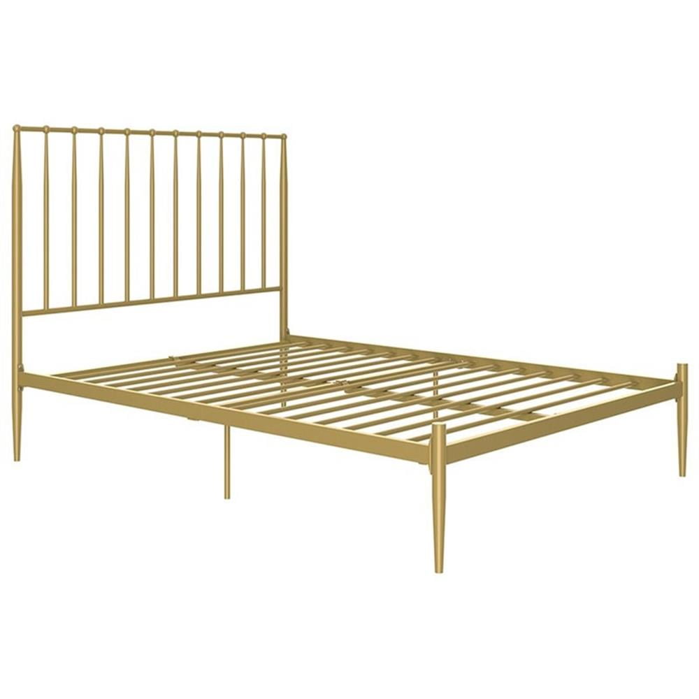 Pemberly Row Modern / Contemporary Queen Metal Spindle Bed in Gold ...