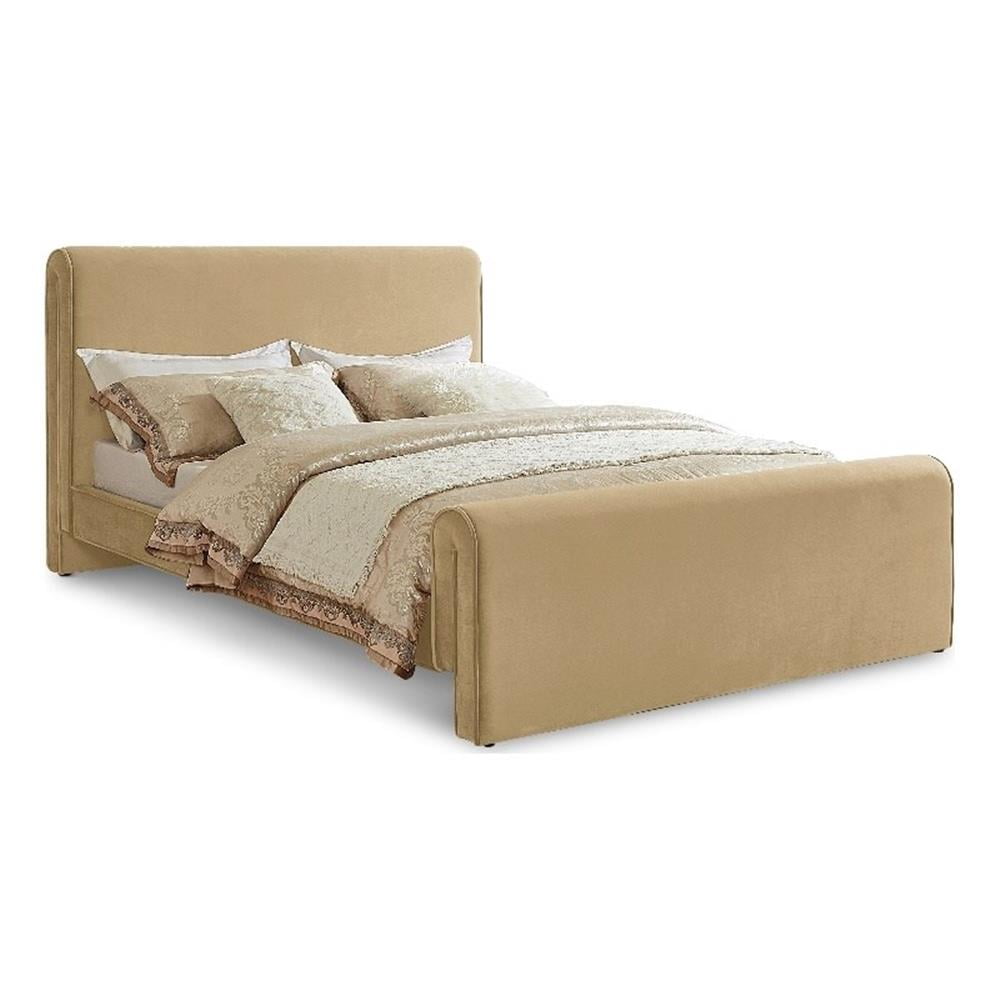 Pemberley Row Velvet Camel Queen Bed Rectangular Contemporary 96 ...