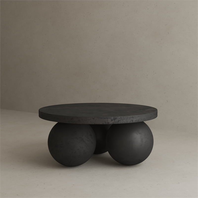 Pemberly Row Modern / Contemporary Round Coffee Table Small In Black ...