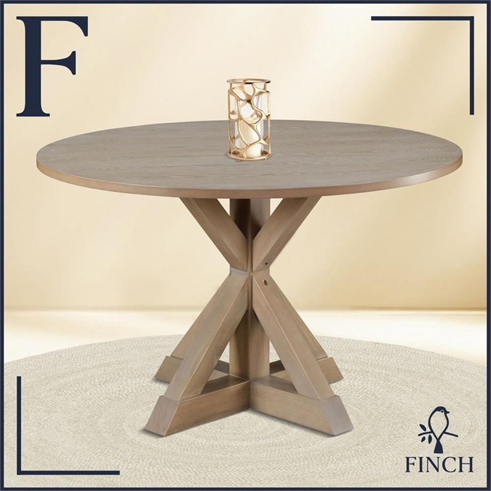 Pemberly Row Modern / Contemporary Round Dining Table Rustic Beige ...