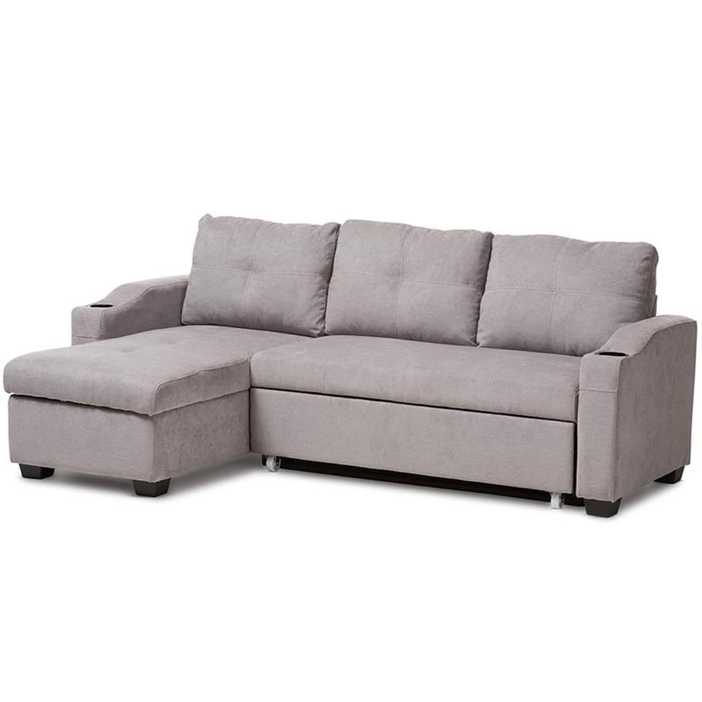 Pemberly Row Modern / Contemporary Sleeper Sectional in Light Gray ...