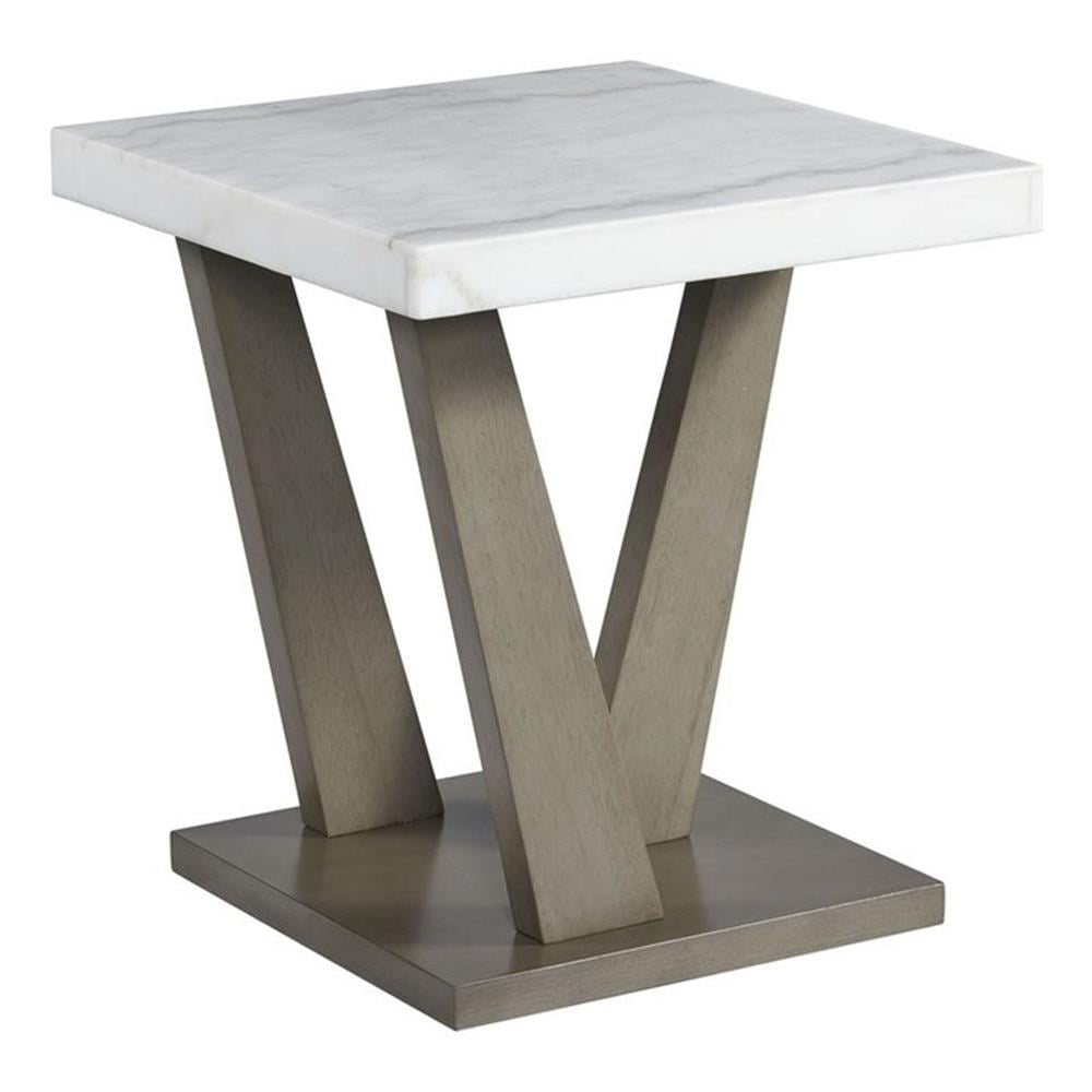 Pemberly Row Modern / Contemporary Square Marble End Table in Gray ...