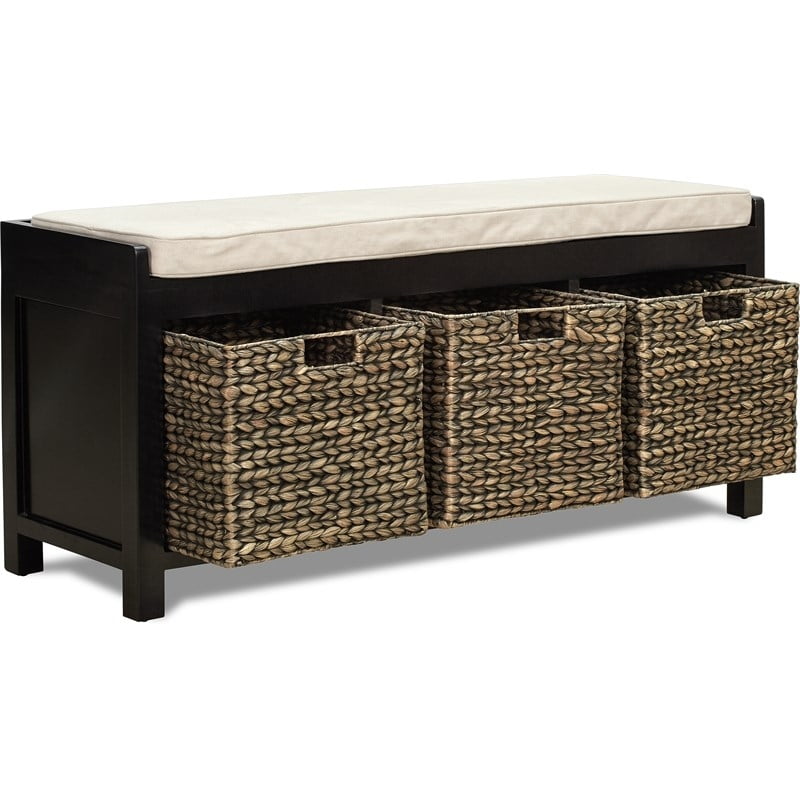 Pemberly Row Modern / Contemporary Storage Bench Black - Walmart.com