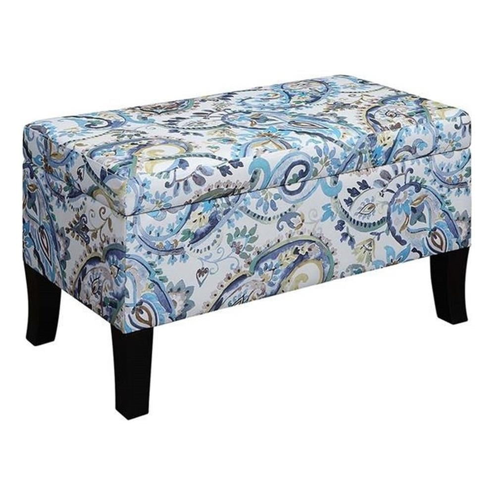 Pemberly Row Modern / Contemporary Storage Ottoman in Blue Fabric ...