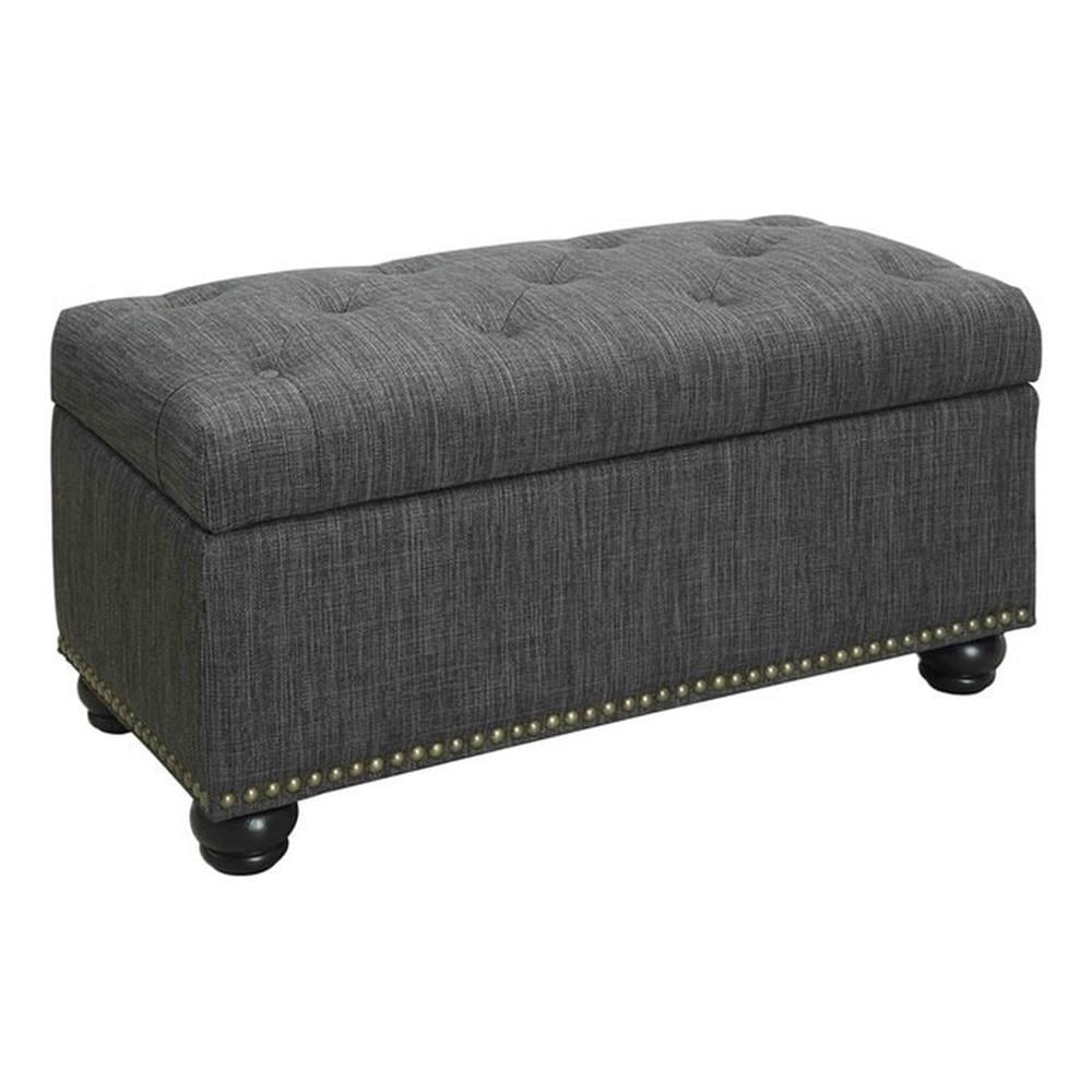 Pemberly Row Modern / Contemporary Storage Ottoman in Gray Fabric ...