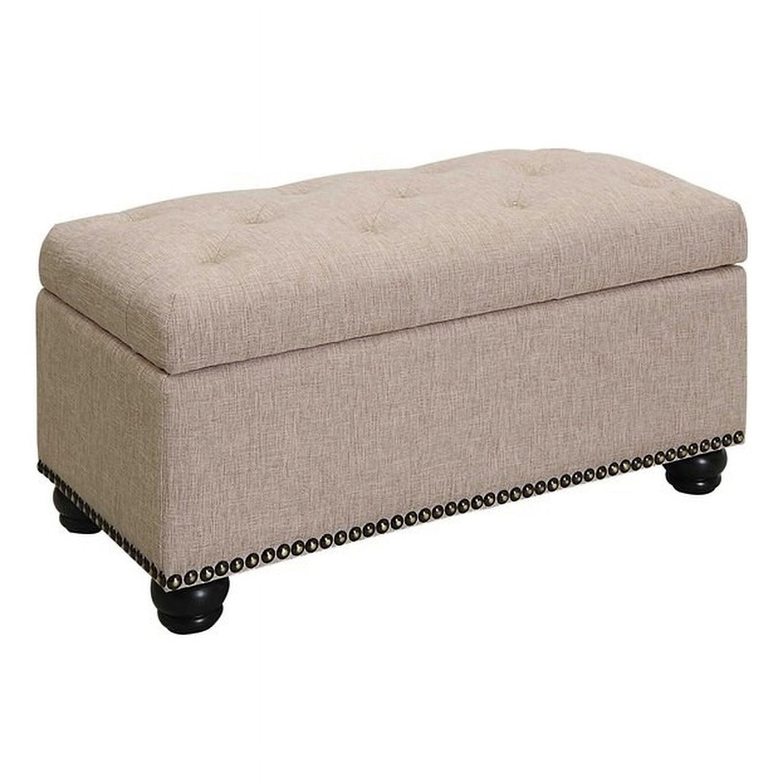 Pemberly Row Modern / Contemporary Storage Ottoman in Tan Fabric ...