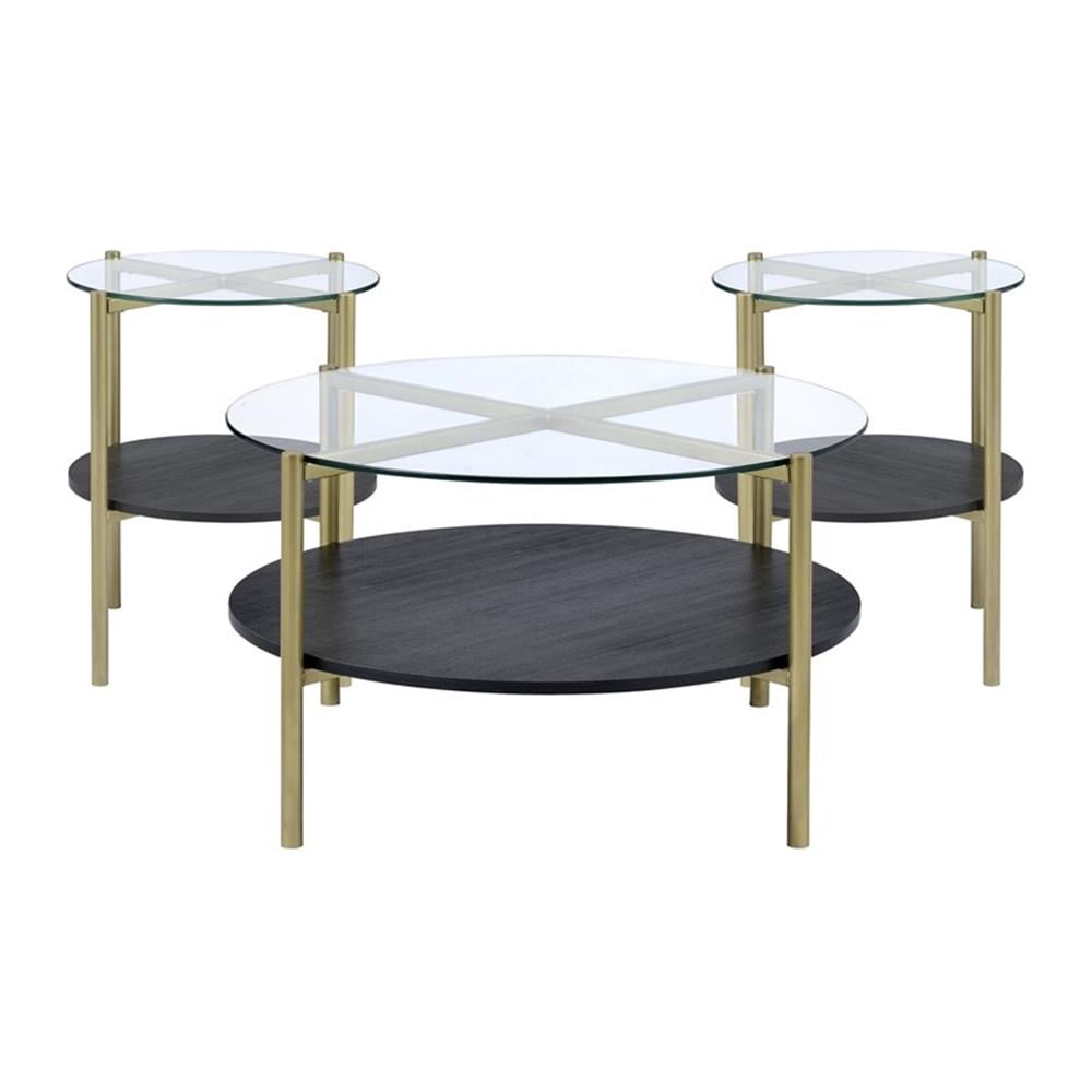 Pemberly Row Modern / Contemporary Three Table Cocktail Set in Gold ...
