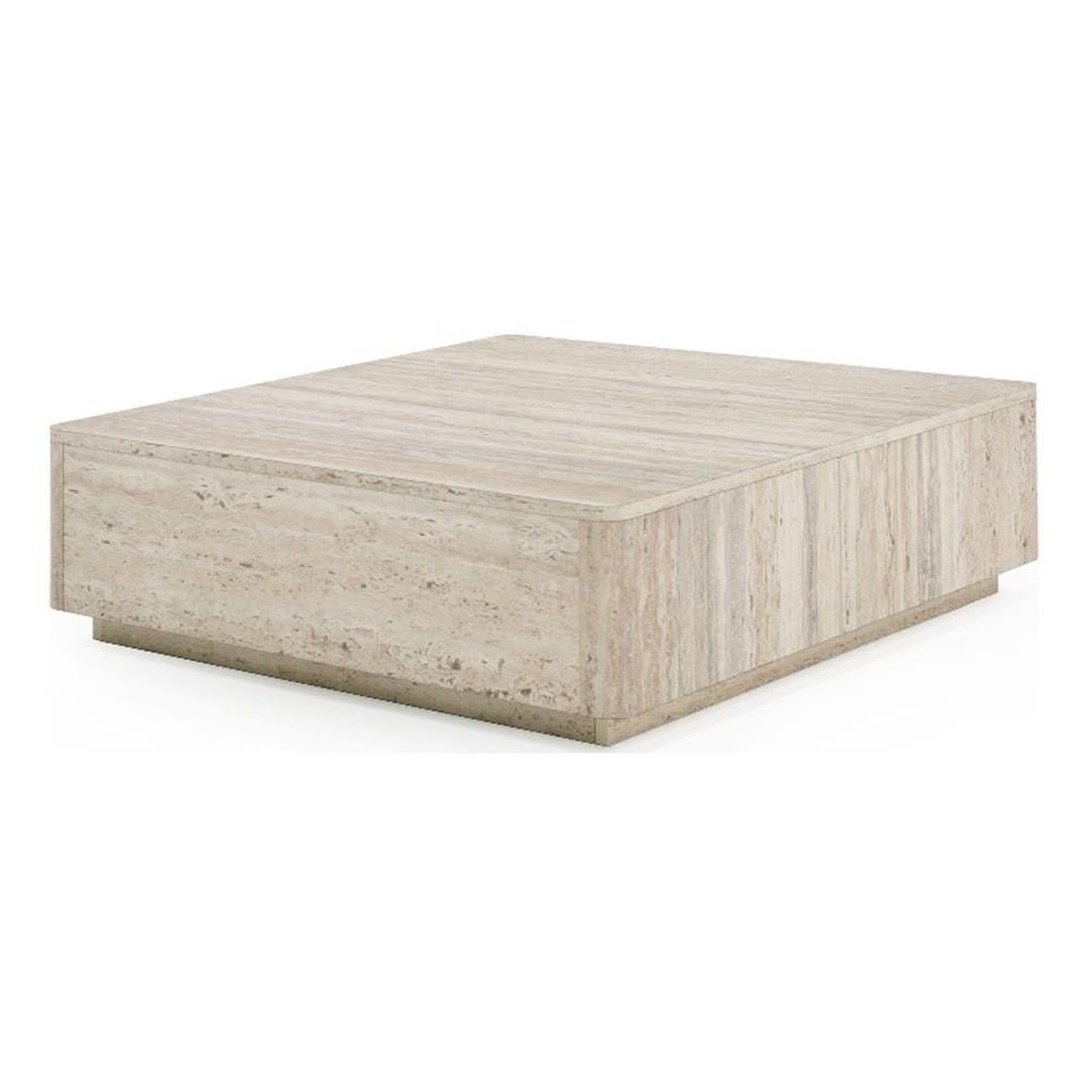 Pemberly Row Modern / Contemporary Travertine Square Coffee Table ...