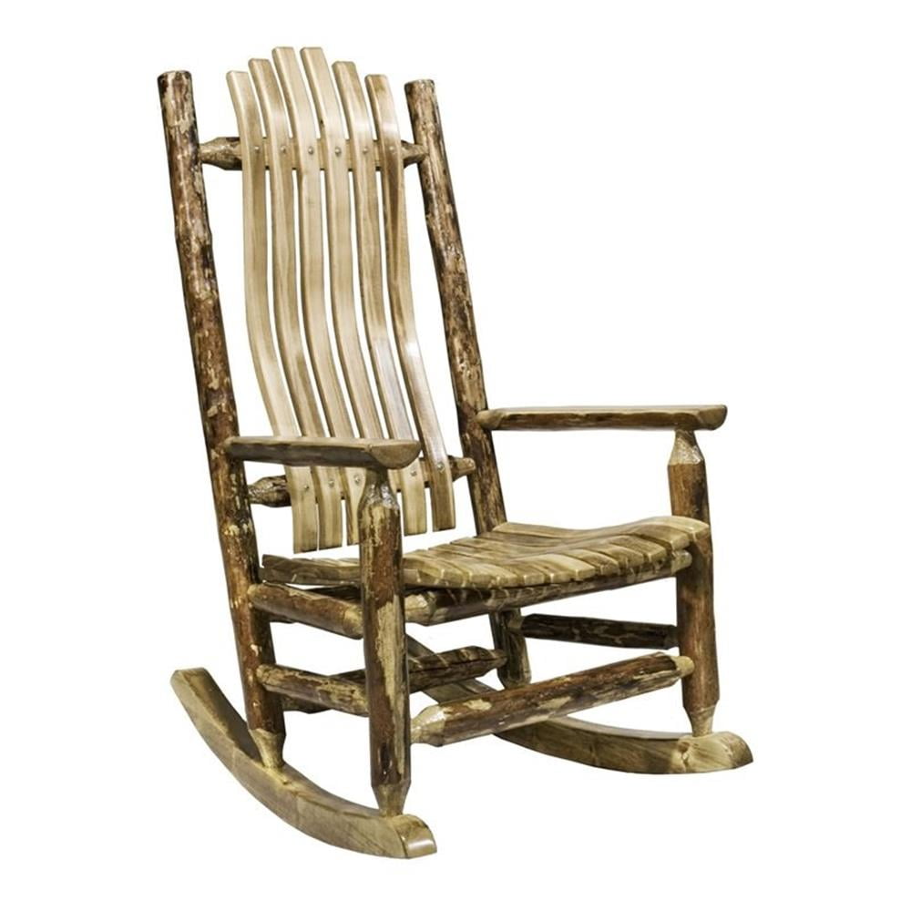 Pemberly Row Modern / Contemporary Wood Adult Log Rocker in Brown ...