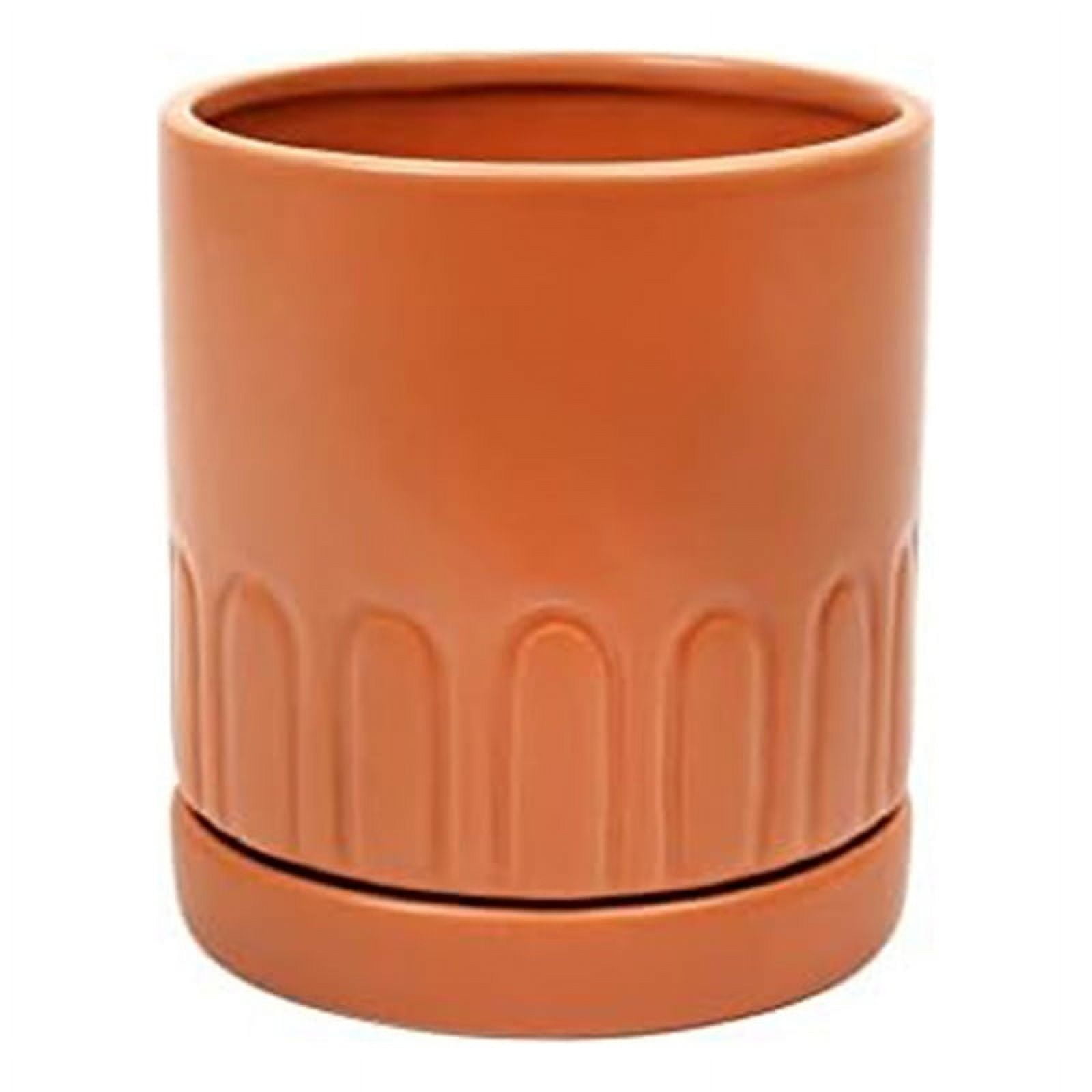 Pemberly Row Modern / Contemporay Burnt Orange Ceramic Planter Vase ...