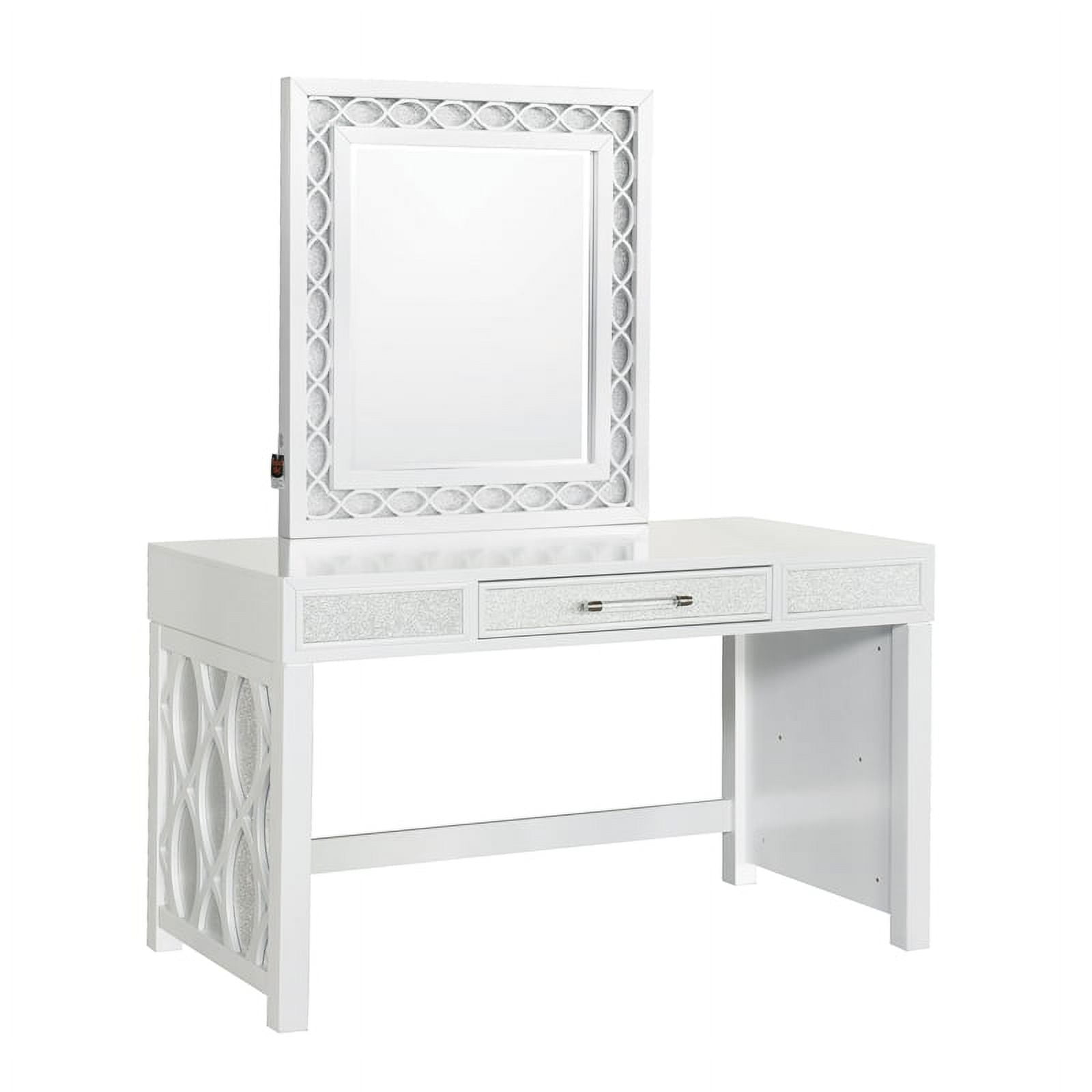 Pemberly Row Modern / Contemporay Wood Vanity Desk White Finish ...