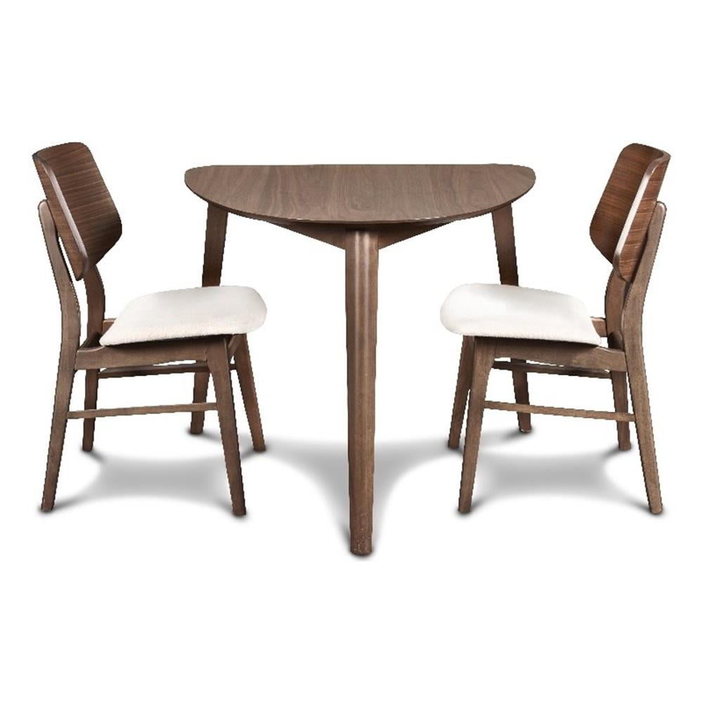 Pemberly Row Modern Corner Table and 2 Wood Back Chairs in Brown ...