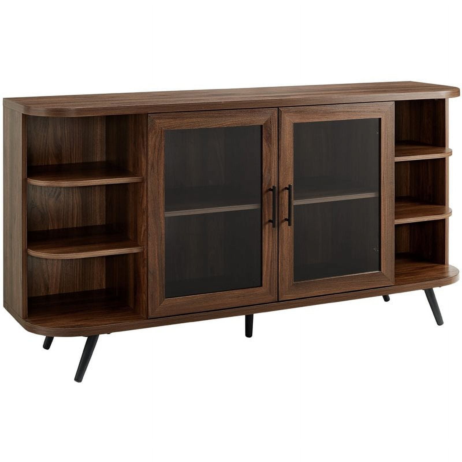 Pemberly Row Modern Curved Edge Fluted Glass Door Sideboard in Dark ...