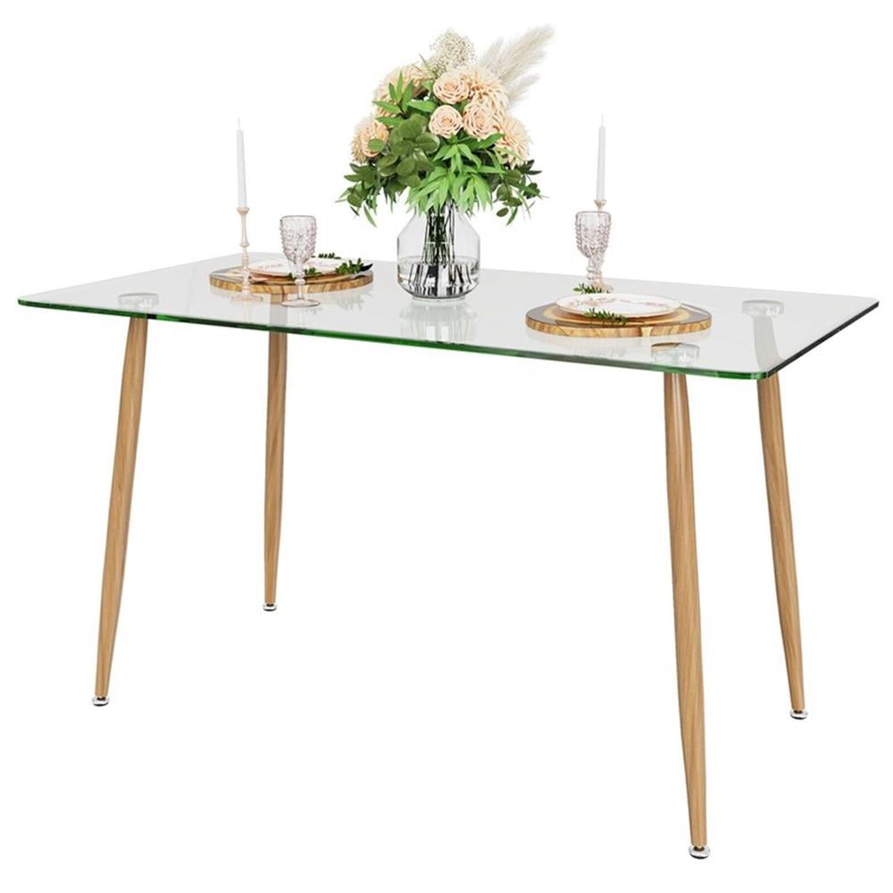 Pemberly Row Modern Dining Table Rectangular Dining W/Metal Legs ...