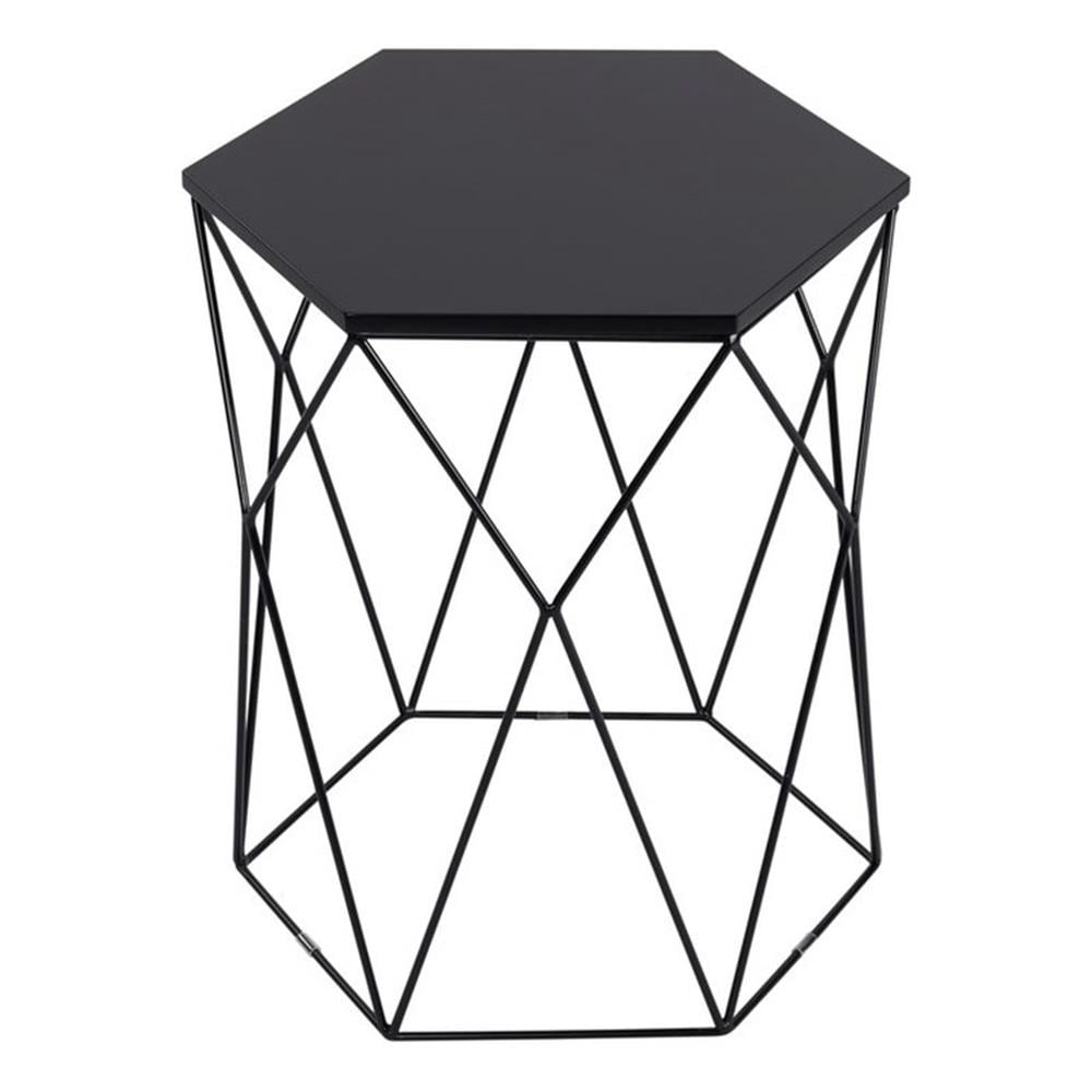 Pemberly Row Modern Element Geometric Side Table in Midnight Black ...