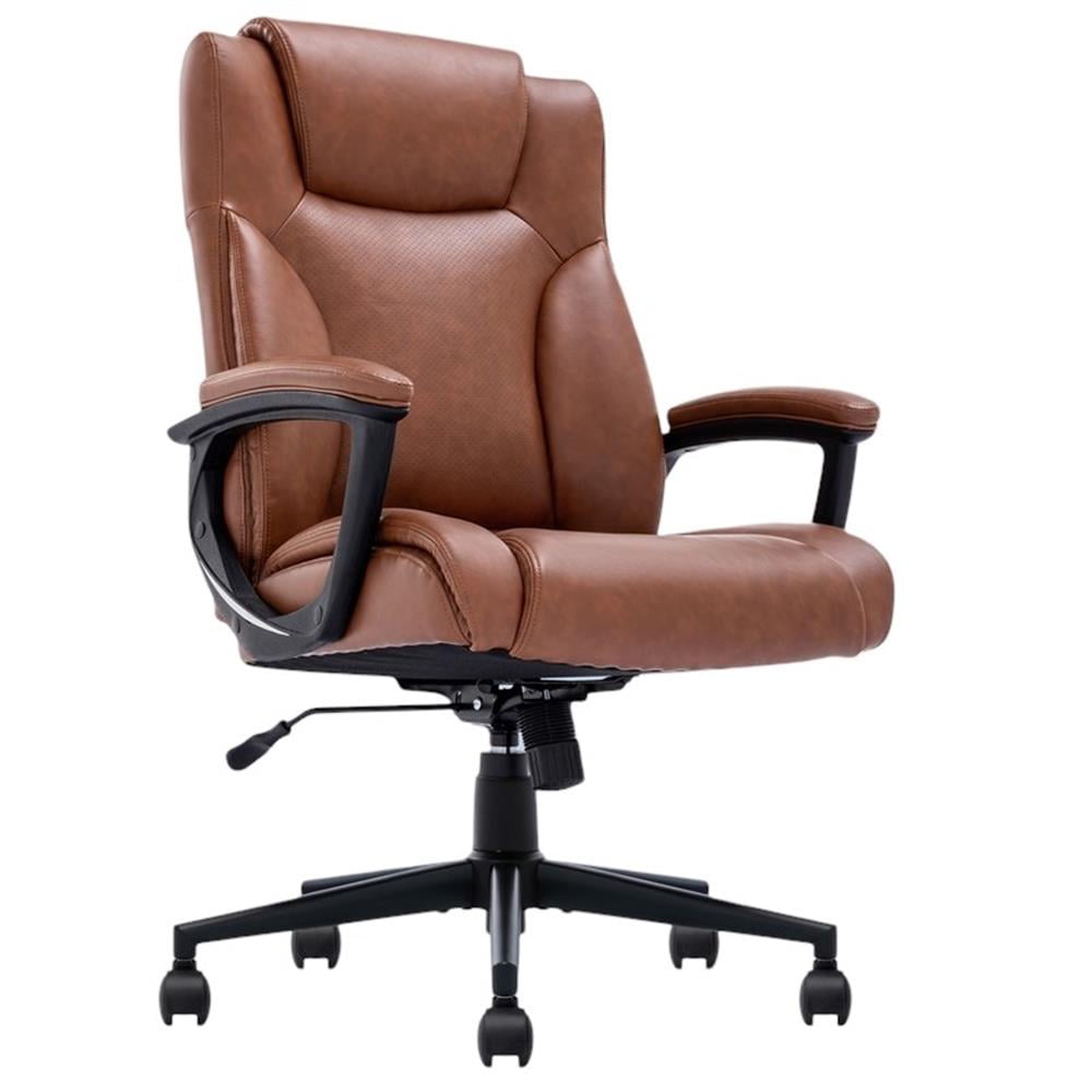 Pemberly Row Modern Executive Office Chair Cognac Bonded Leather ...