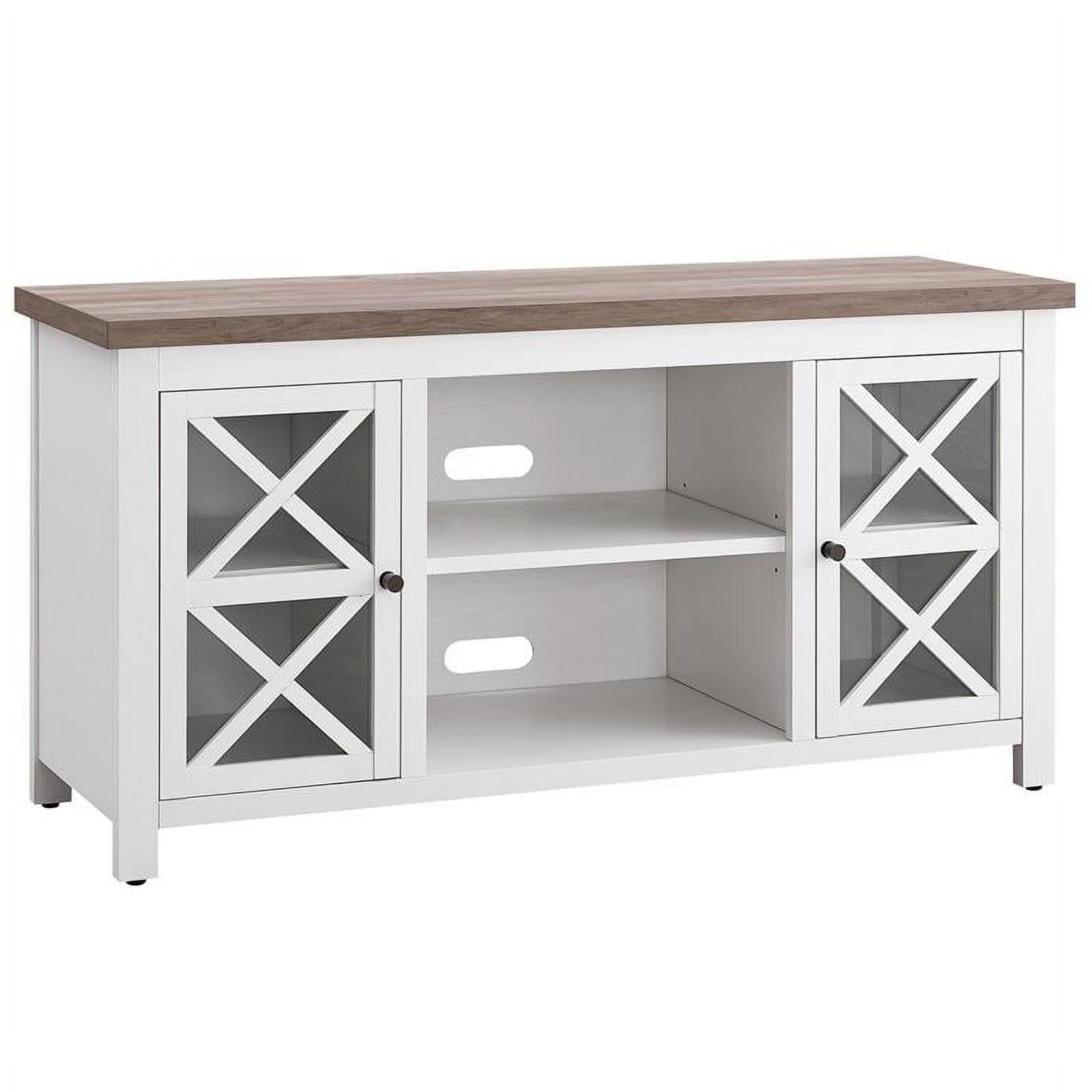 Pemberly Row Modern Farmhouse TV Stand in White and Gray Oak (TVs up to ...